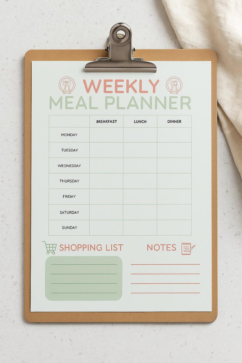 Weekly Meal Planner – Printable PDF | Meal Planning Template | Grocery ...