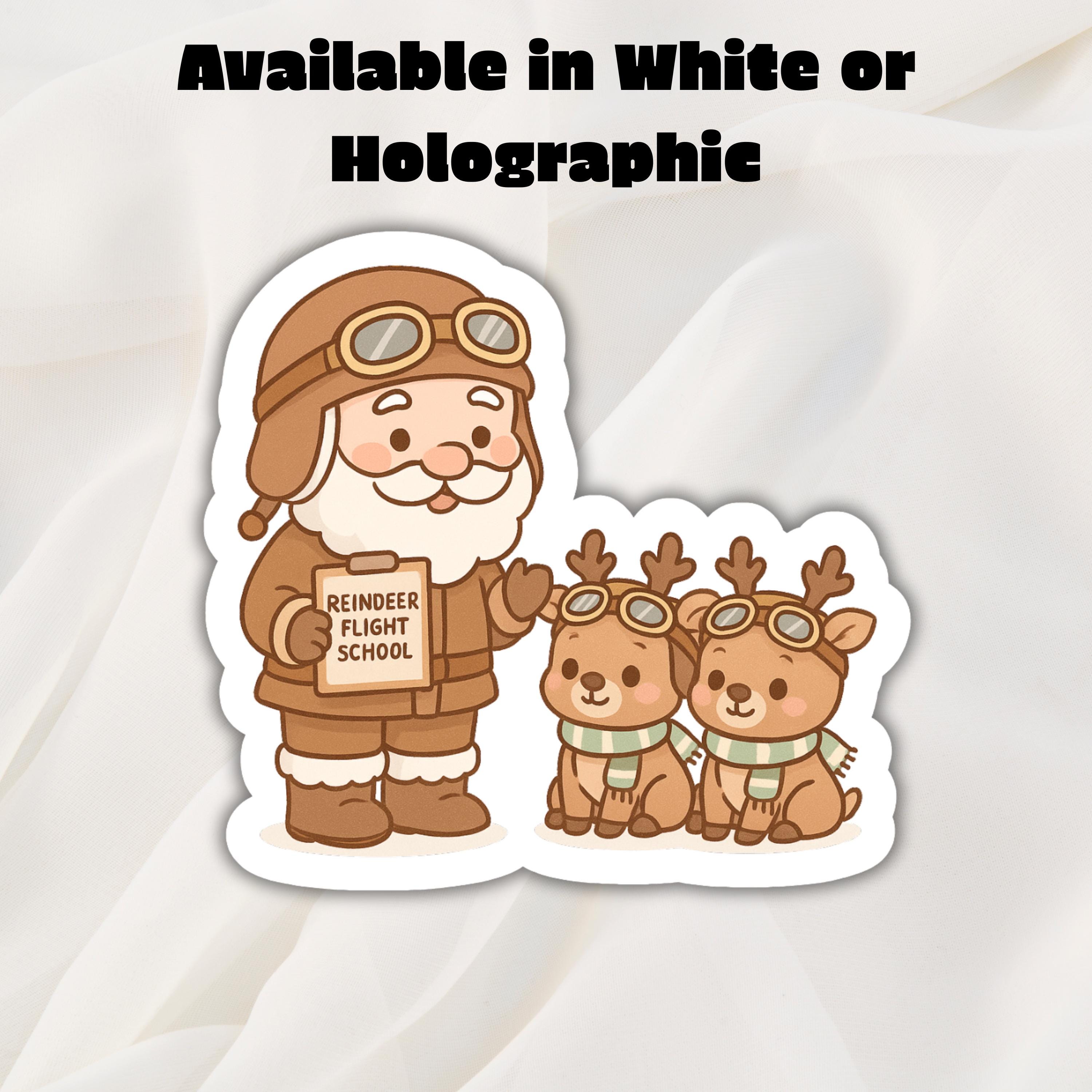 Reindeer Flight School Sticker, Cute Reindeer Stickers, Flying Reindeer ...
