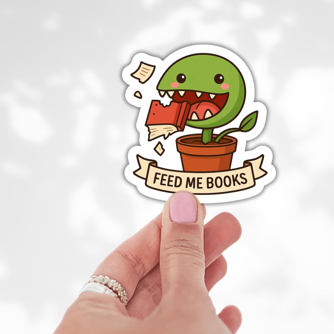 Venus Flytrap Feed Me Books Sticker, Bookish Plant Stickers, Gardening ...