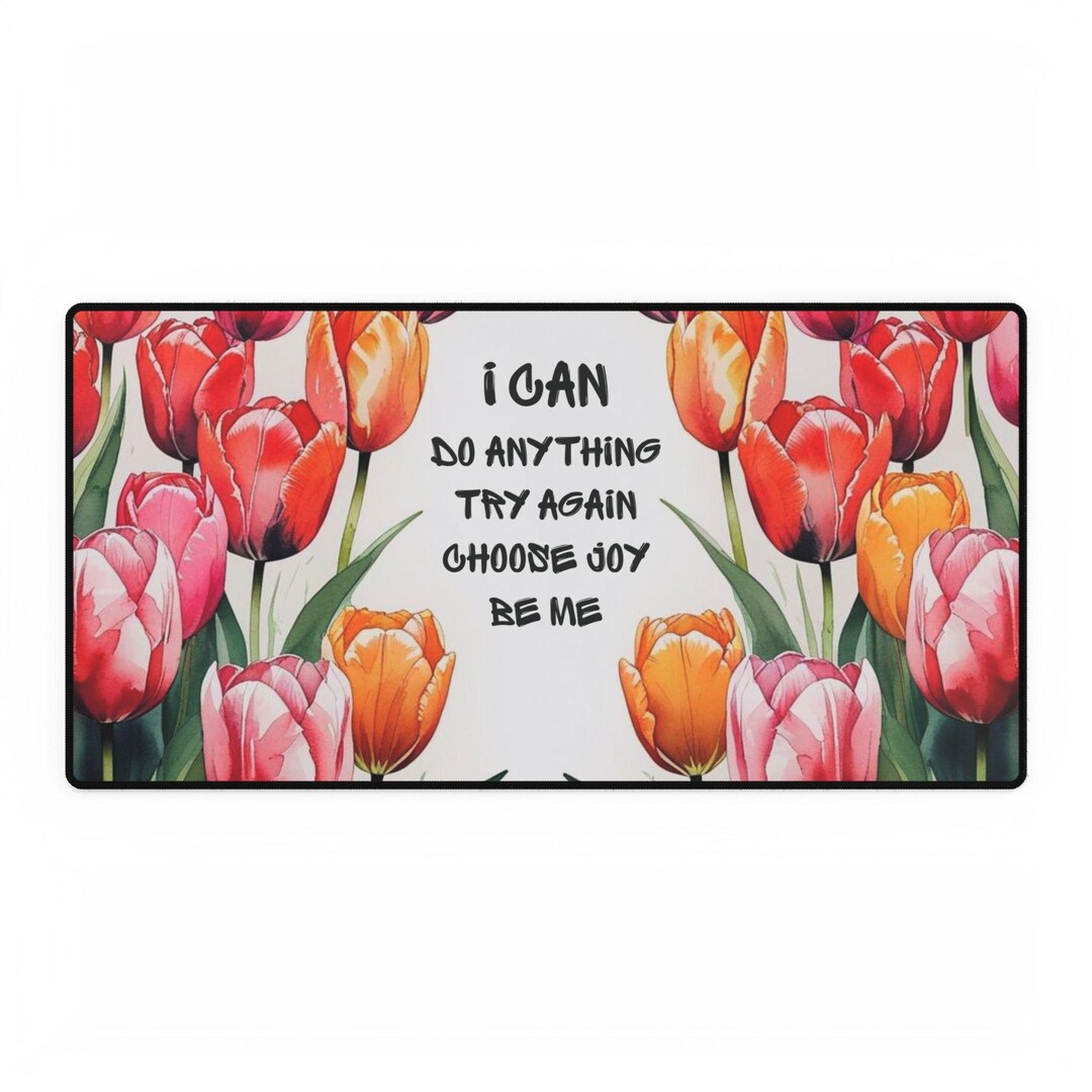 Positive Affirmation Tulips Floral Desk Mats for Home & Office ...