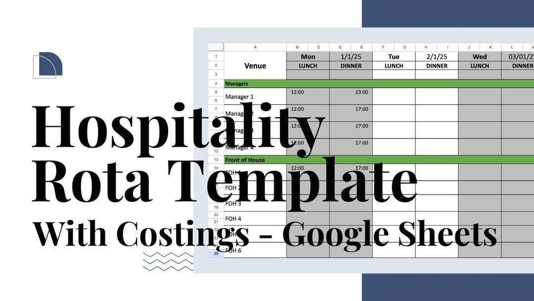 Editable Rota Costing Template | Hospitality Staff Schedule & Wage ...