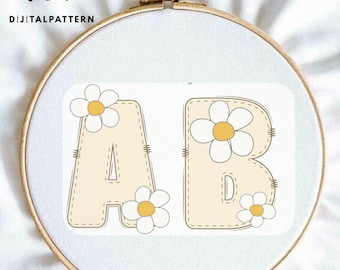 Alphabet Punch Needle Pattern | DIY Letter Embroidery Template| Modern ...