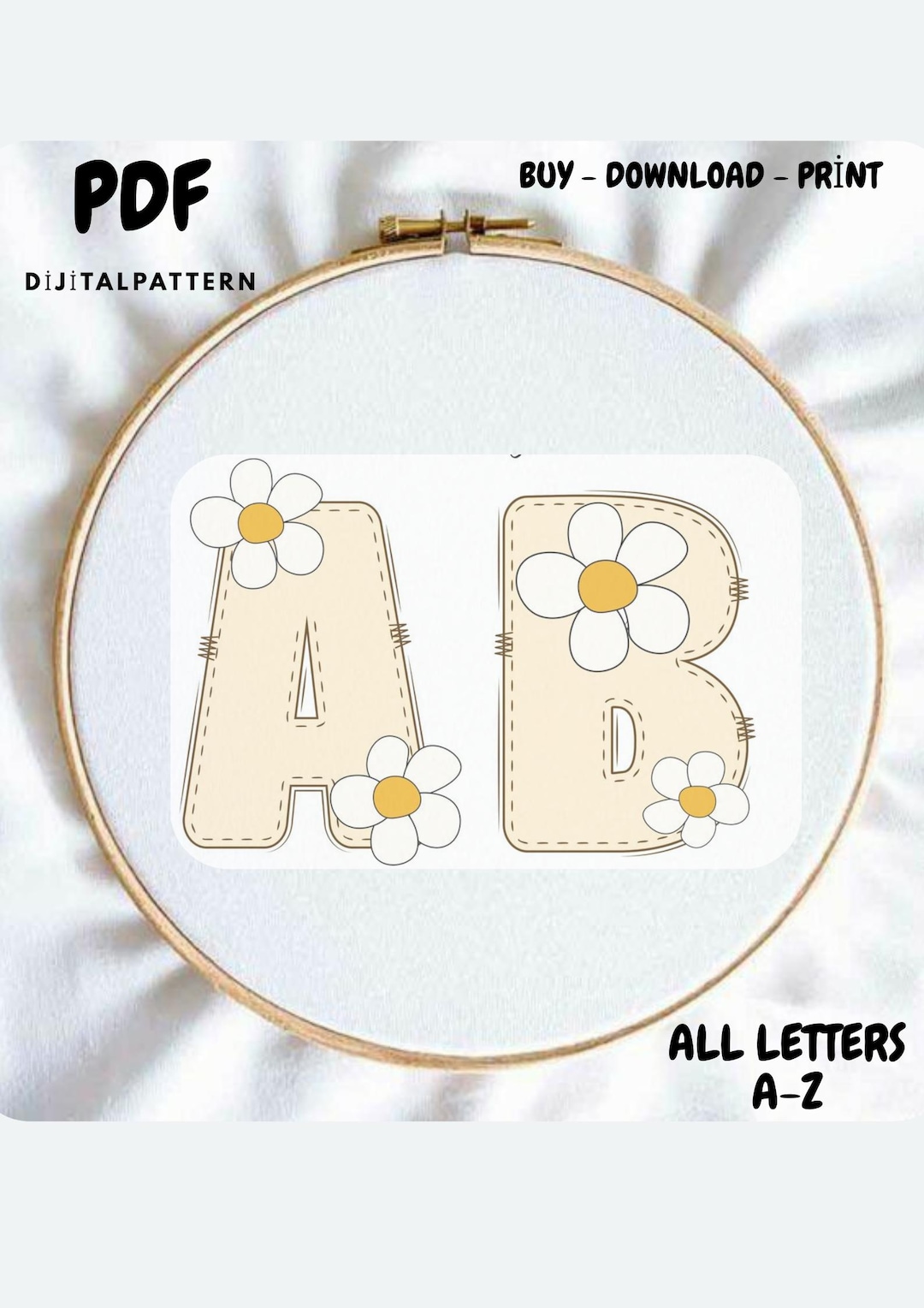 Alphabet Punch Needle Pattern | DIY Letter Embroidery Template| Modern ...