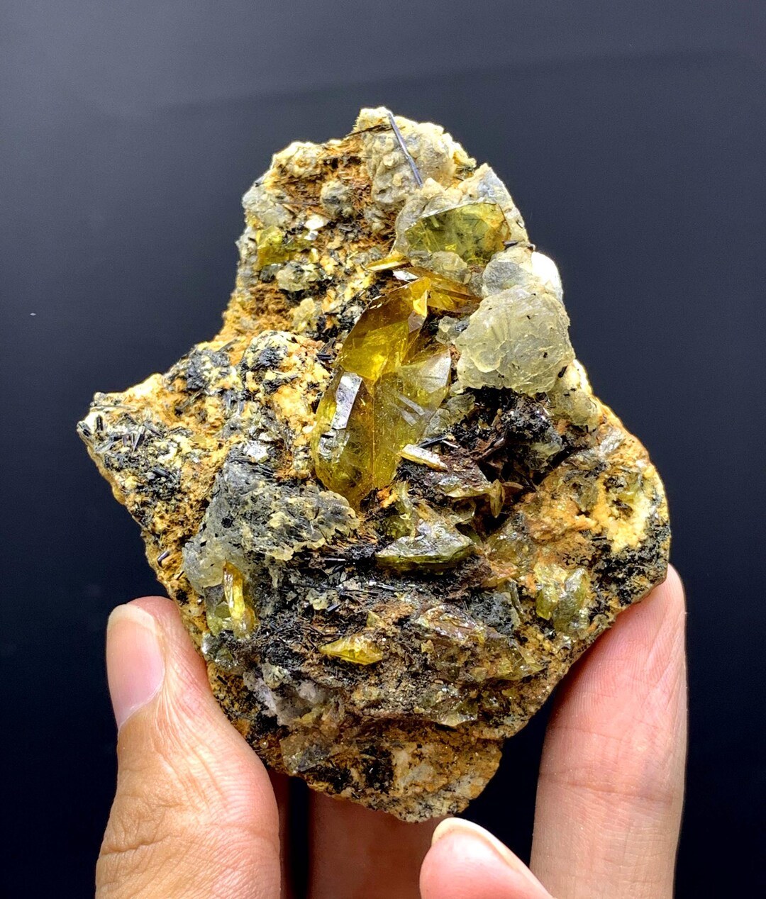 Yellow Sphene Crystal Cluster on Matrix From Zagi Mountains Pakistan ...