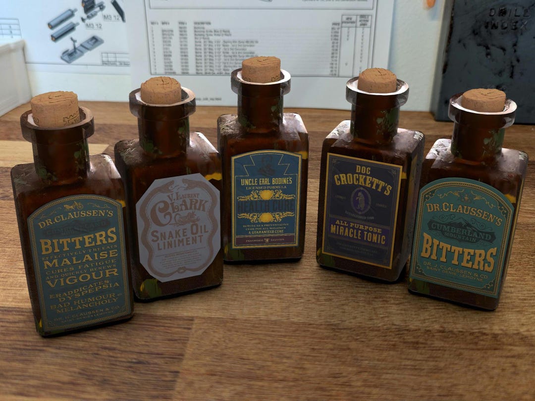 Medicinal Tonic Cosplay Sticker Label Bundle | Western Inspired 1899 - Etsy