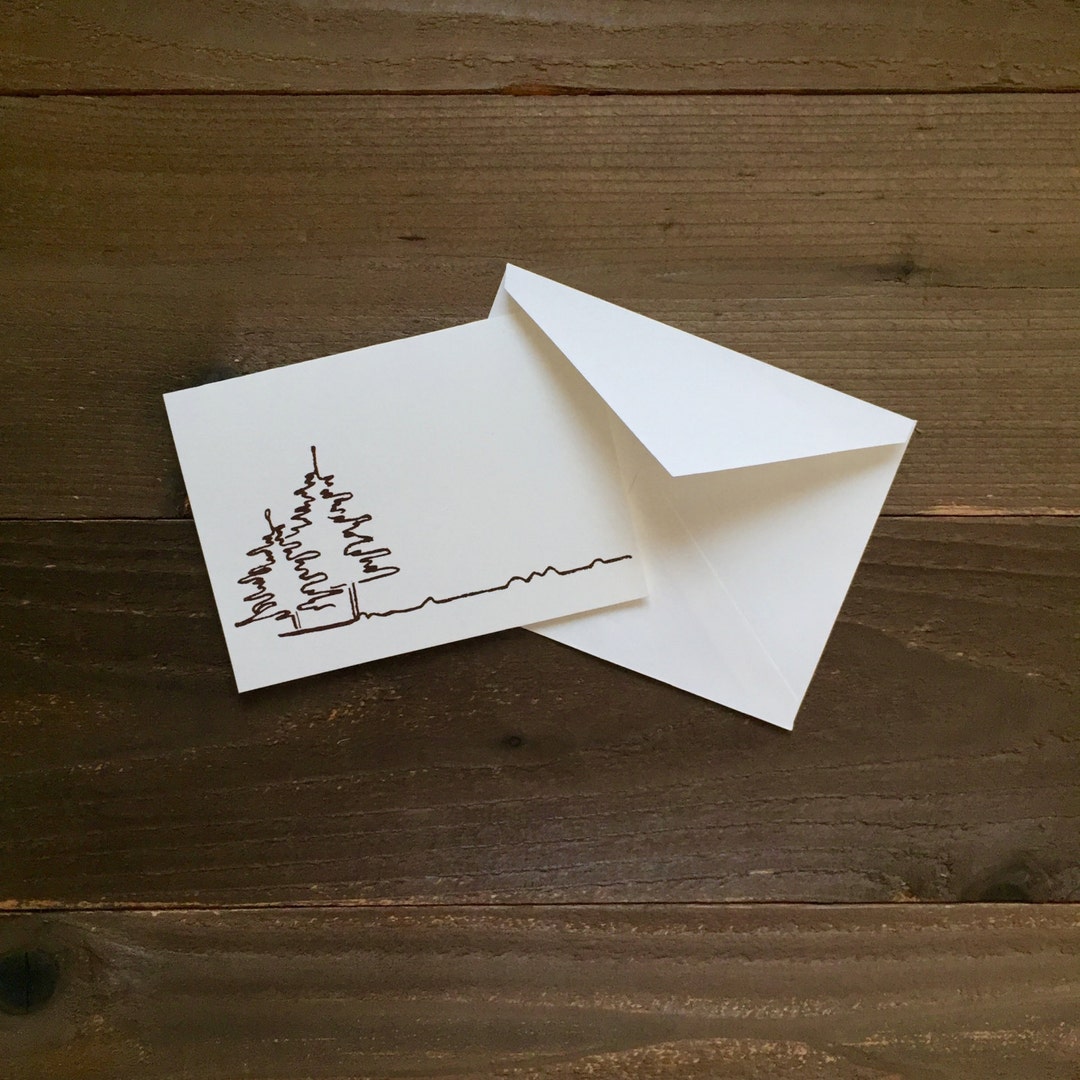 Spruce Tree Outline Greeting Card - Etsy