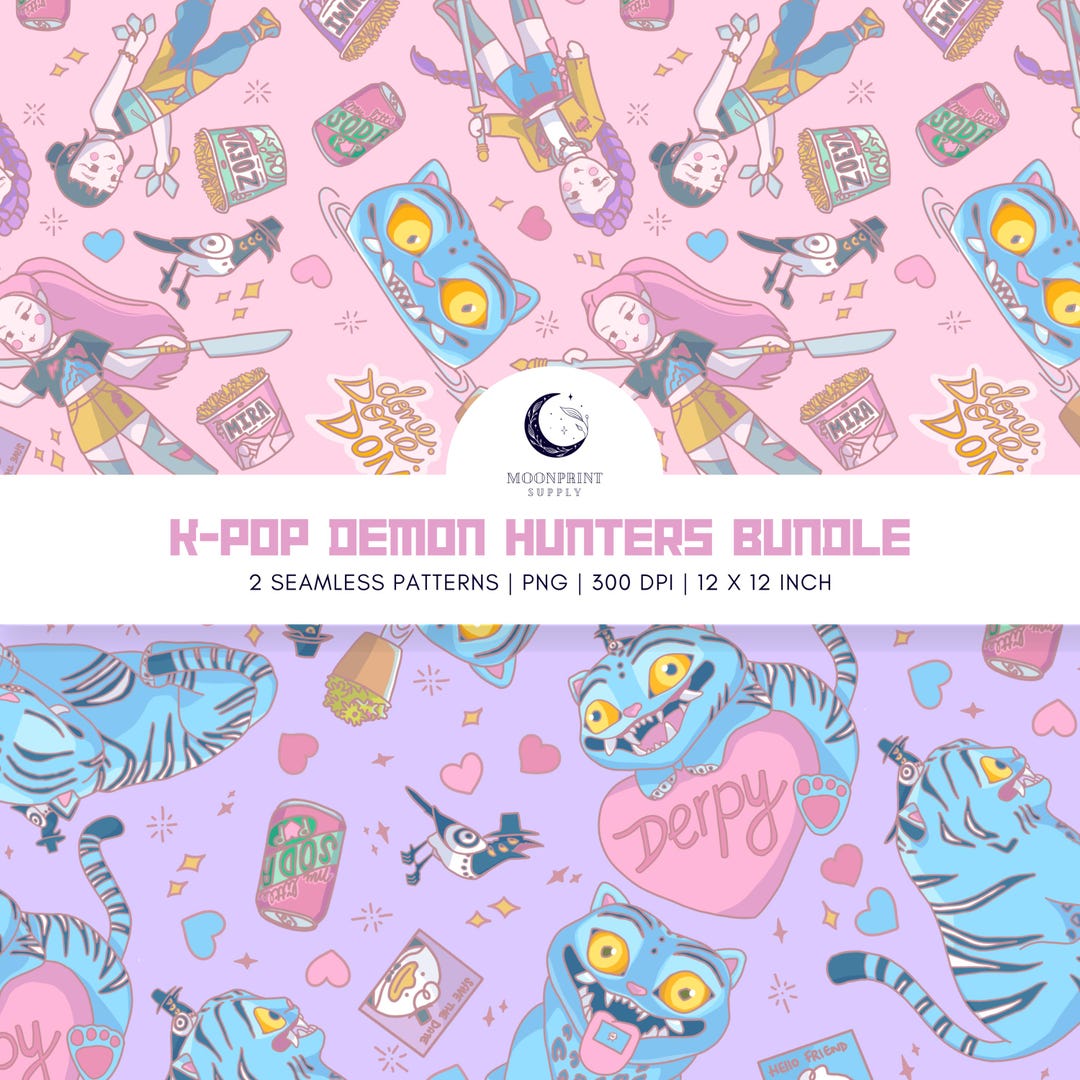 Kpop Demon Hunters Seamless Pattern Bundle Digital Download With Derpy ...