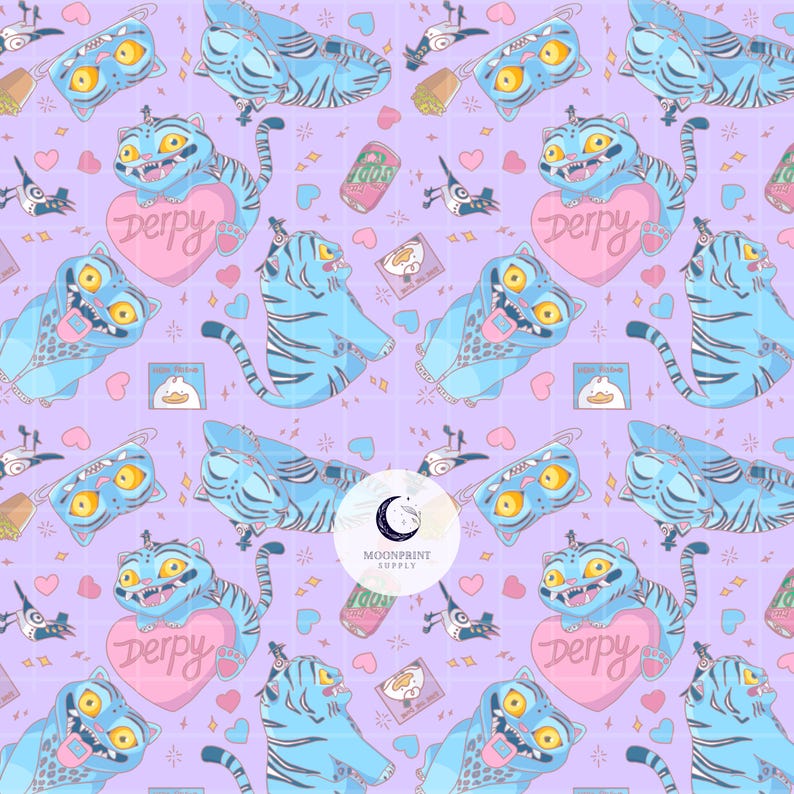 Kpop Demon Hunters Derpy Cat and Sussie Three-eyed Bird Seamless ...