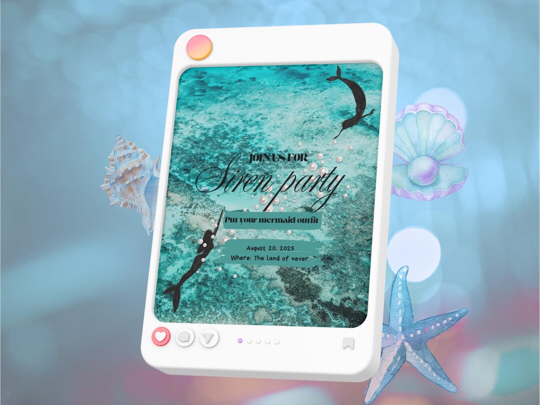 PARTY FLYER Digital Flyer, for MERMAID Themed Party, Printable ...