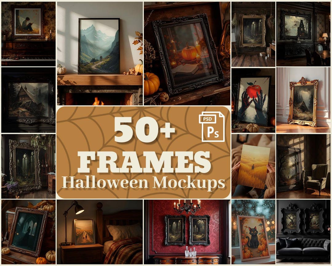 50+ Halloween Frame Mockups Bundle PSD, Gothic, Spooky, and Cozy Autumn ...
