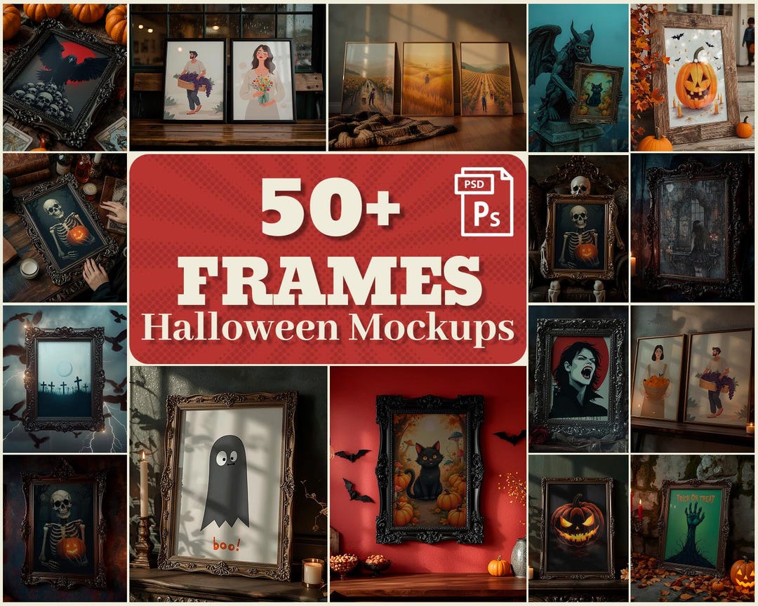 50+ Halloween Mockups Bundle PSD, Gothic Spooky Poster Frame Displays ...