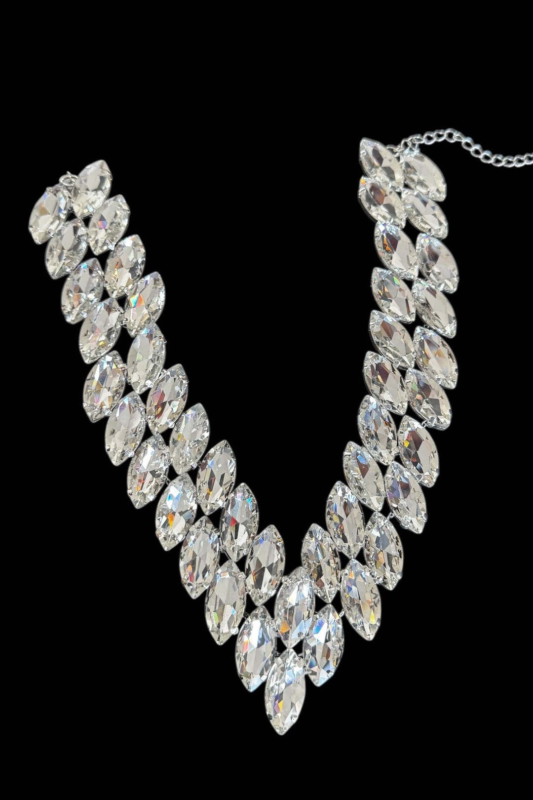 Silver Color Stone Detailed Design Evening Dress Necklace - Etsy