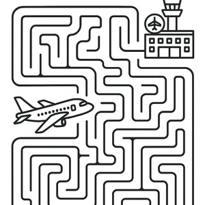 Spanish Airport Coloring Pages for Kids: Airplane Adventures (digital ...