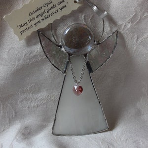October Crystal Heart Stained Glass Angel - Etsy