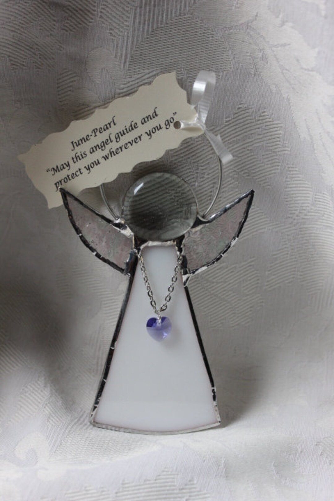 June Crystal Heart Stained Glass Angel Tanzanite - Etsy