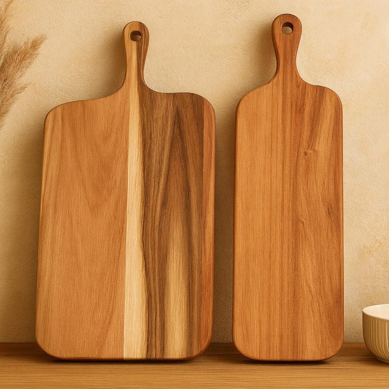 Rustic Wooden Cutting Boards Set – Acacia Wood Kitchen Boards With ...