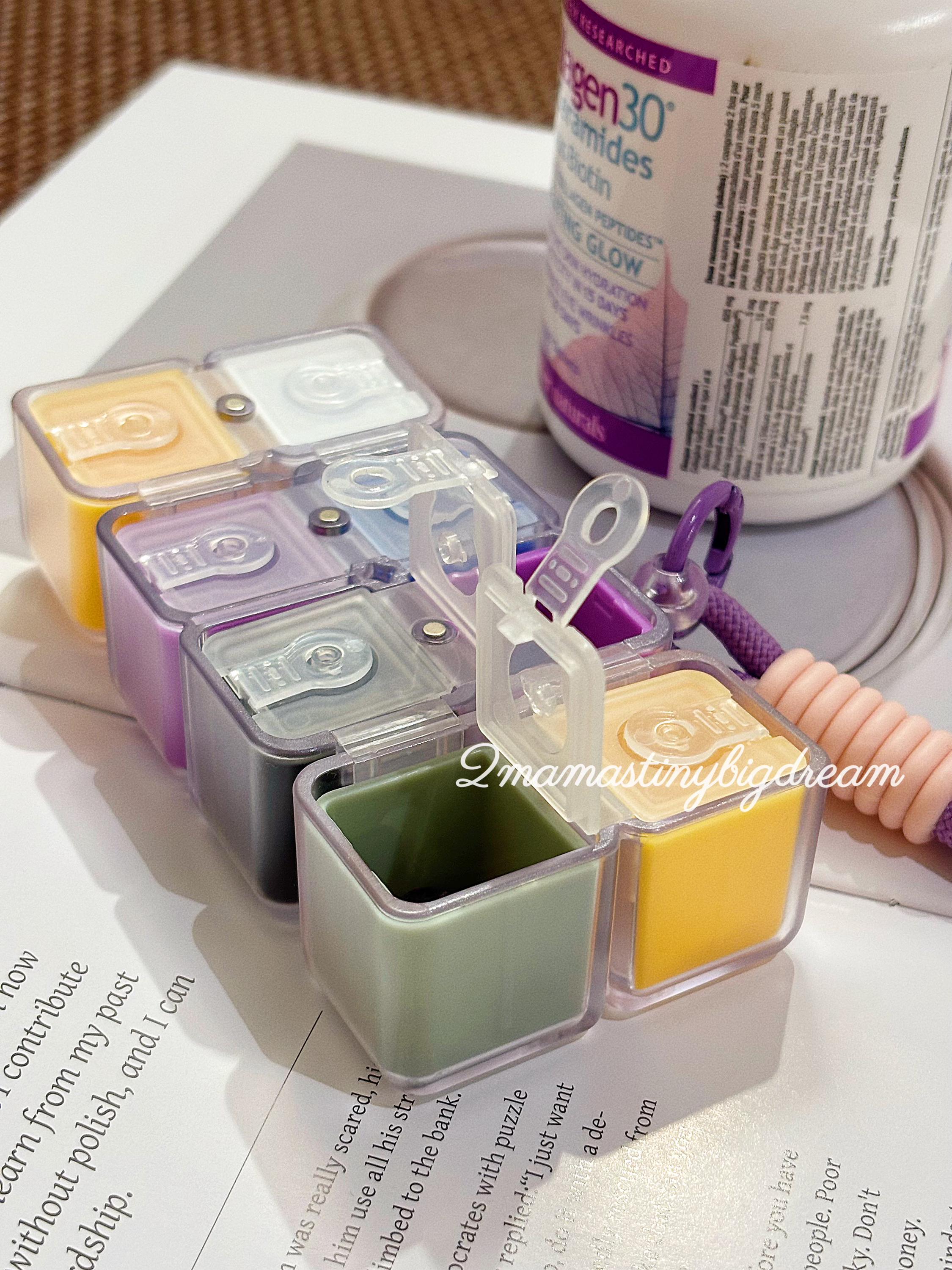Portable 8-grid Pill Organizer Cube, Weekly Travel Pill Box With ...