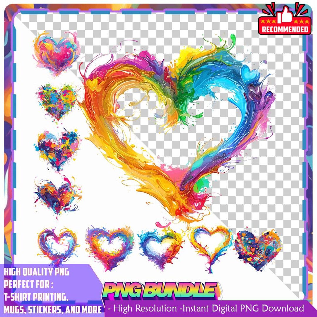 Colorful Heart Clipart Bundle: Vibrant Love Art Designs (digital ...
