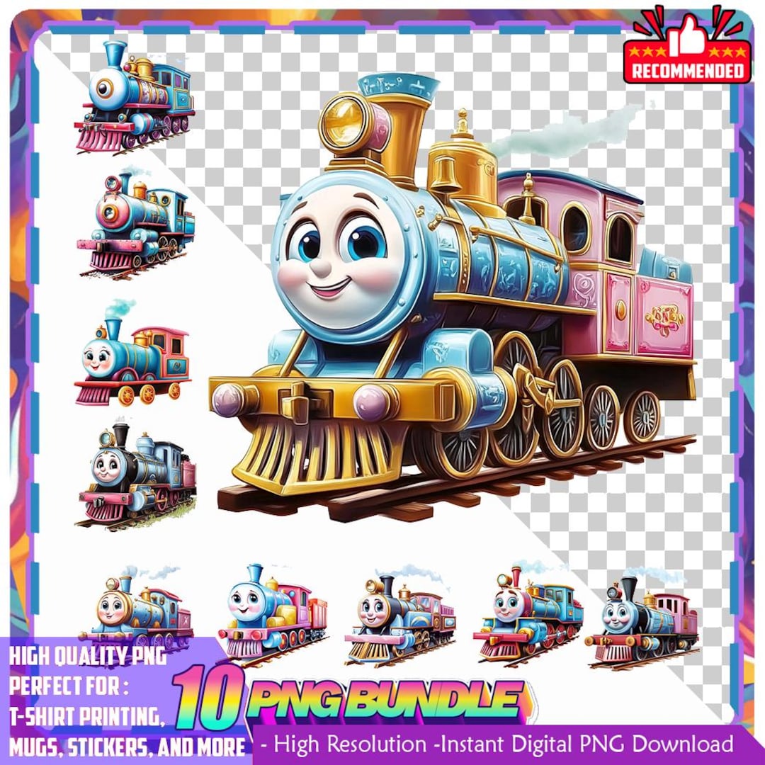 Cute Train Clipart | Adorable Train Clipart Bundle | 10 High-quality ...
