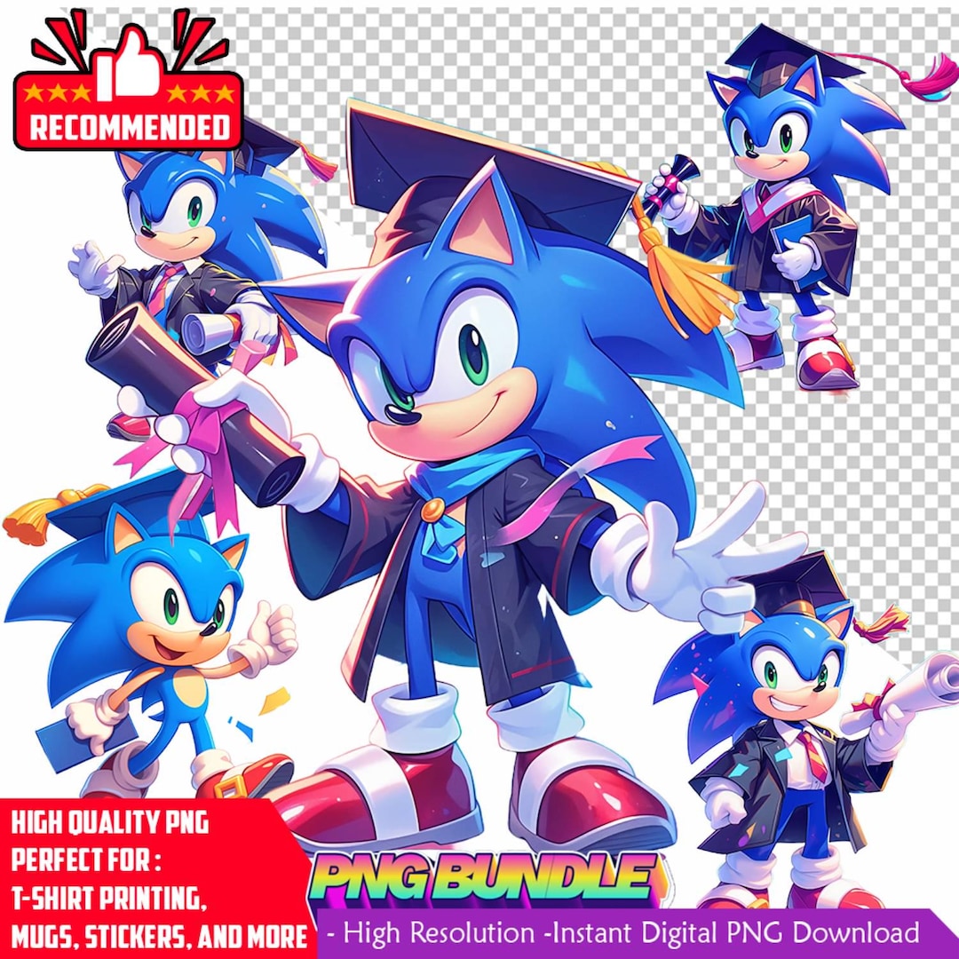 Sonic Graduation PNG Bundle: Video Game Character Clipart, Senior Class ...