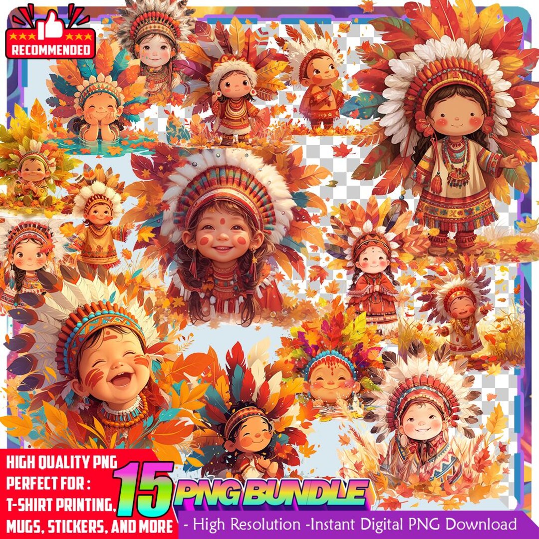 Cute Native American Clipart Bundle: Tribal Art Designs (digital ...