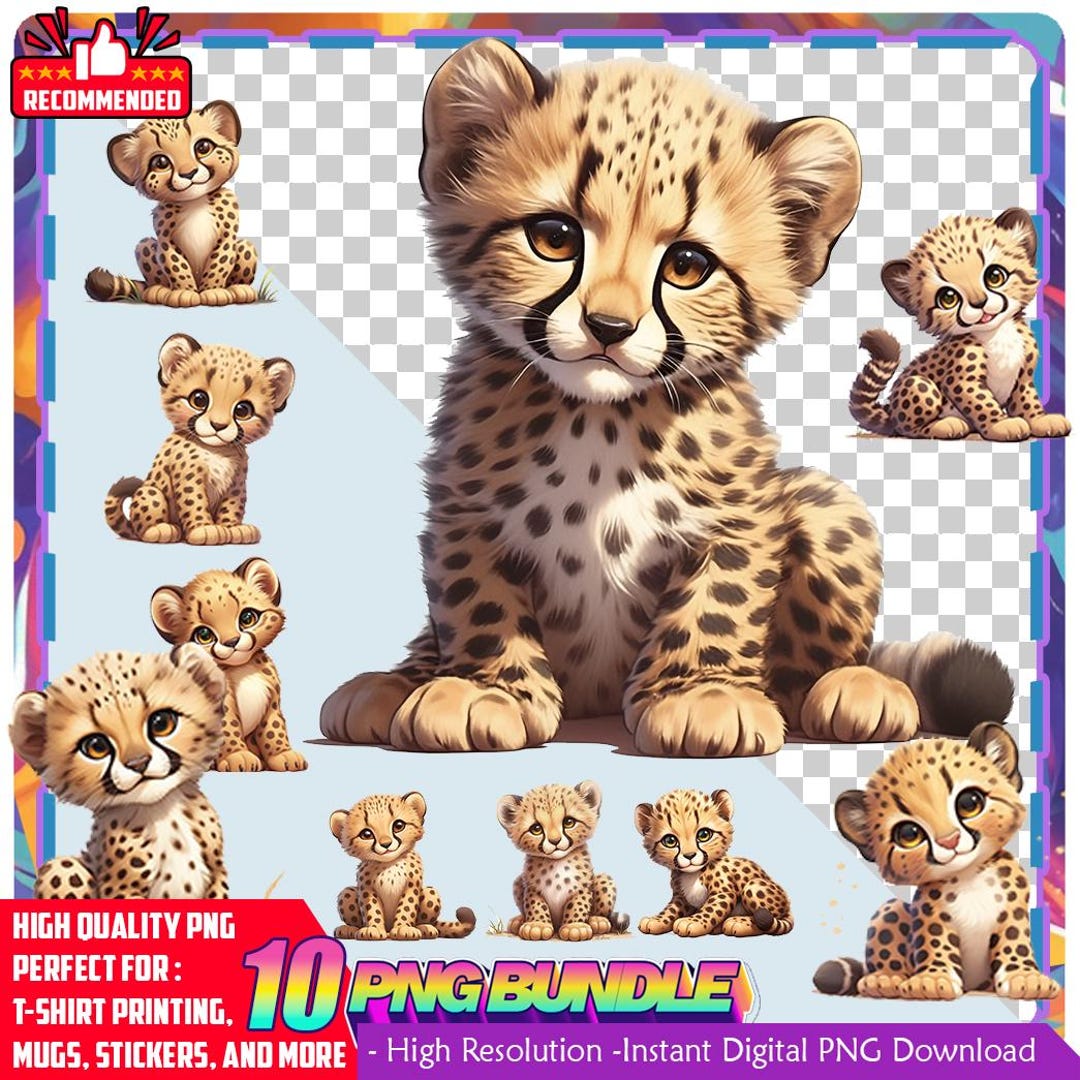 Charming Cheetah Clipart | Adorable Charming Cheetah Clipart Bundle ...