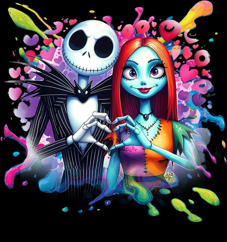 Jack and Sally PNG Bundle: Gothic Couple Clipart, Spooky Love Graphics ...