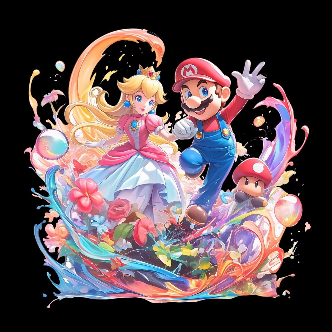 Mario and Peach PNG Clipart Bundle: Nintendo Couple, DIY Crafts ...