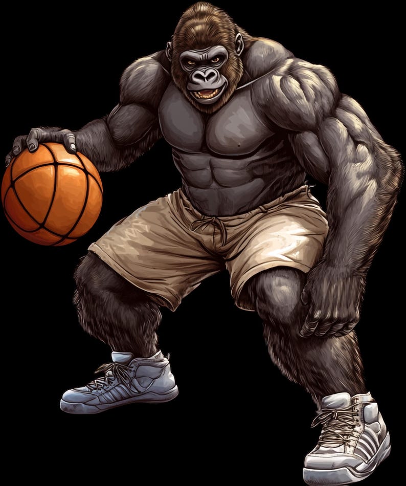 Animal Basketball Illustration | Funny Sports Animal Wall Art | Cute ...