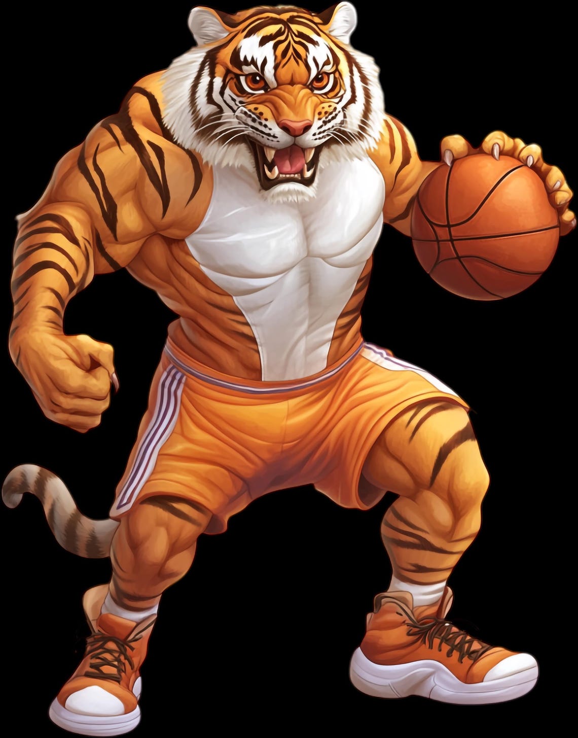 Tiger Basketball Art Print | Funny Animal Illustration (digital ...