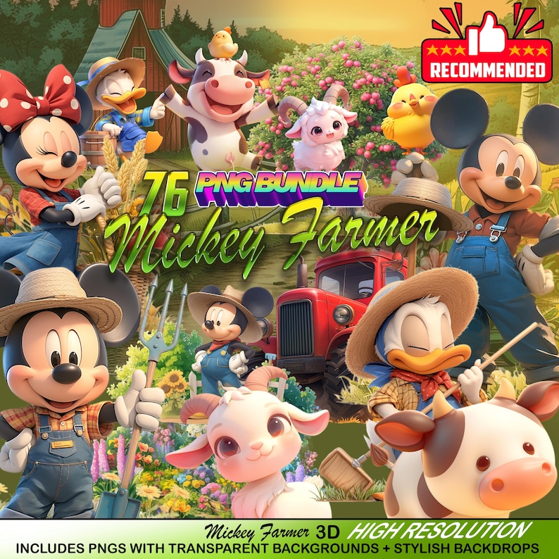 Mickey & Friends Farm PNG Clipart Bundle: Cartoon Graphics (digital ...