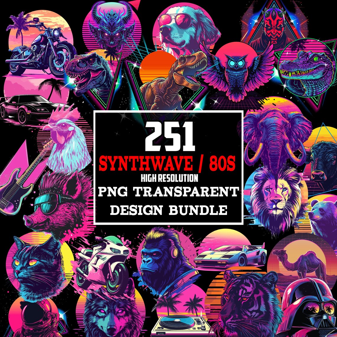 80s Synthwave Png Bundle - Etsy