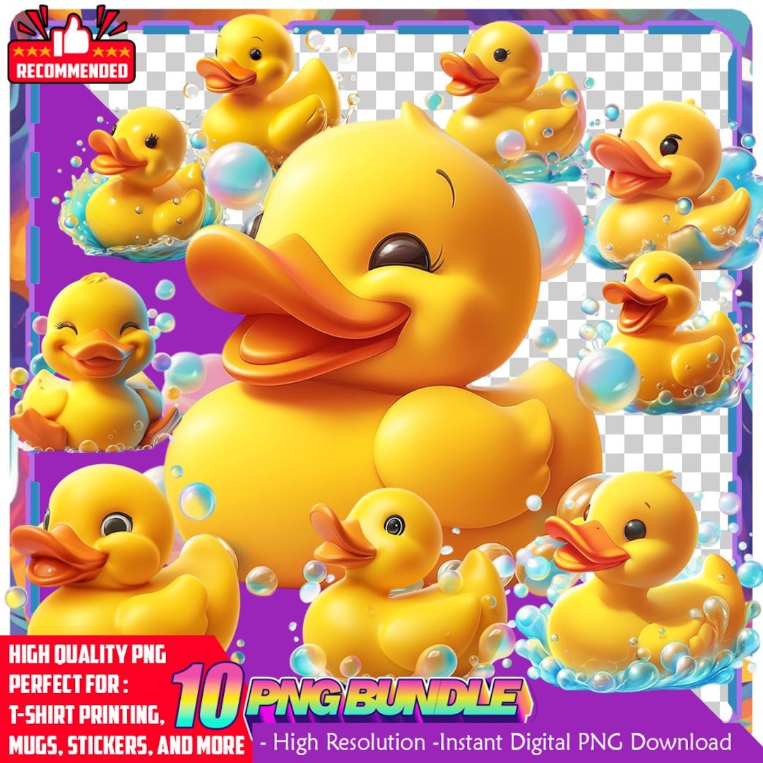Rubber Duck Clipart Bundle: Bath Time PNG, Adorable Yellow Duck Art ...