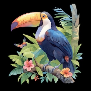 Toucan Clipart Bundle: Tropical Bird PNG, Colorful Jungle Art, Exotic ...
