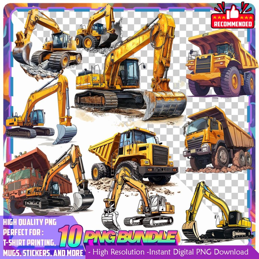 Construction Vehicle Clipart Bundle | Engineering Art Printables ...