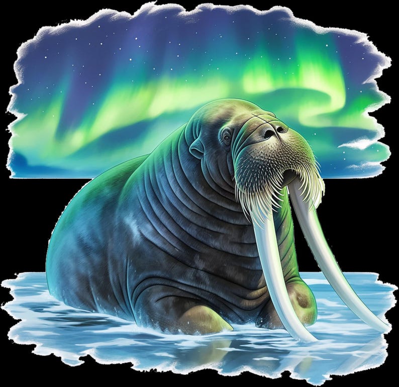 Walrus Clipart Bundle PNG - Watercolor Arctic Animal Illustrations for ...