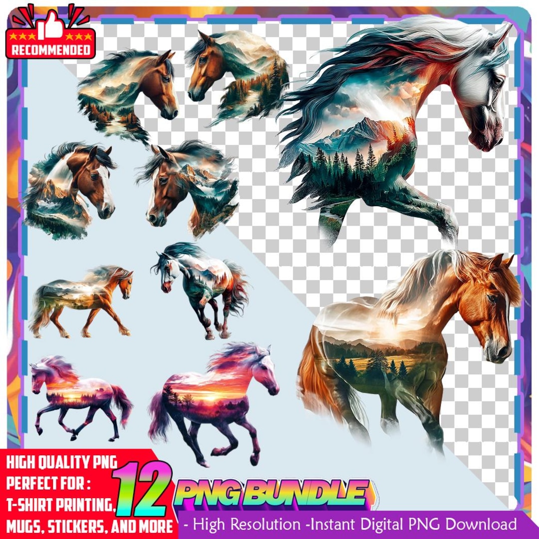 Ethereal Horse Clipart Bundle – Fantasy Equine PNG (digital Download ...