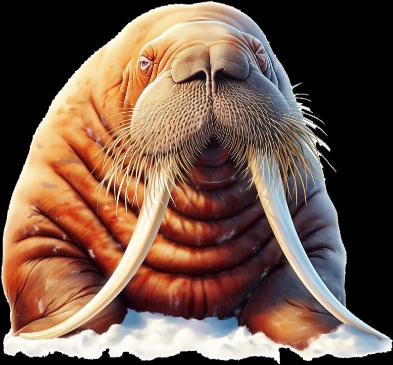 Walrus Clipart Bundle PNG - Watercolor Arctic Animal Illustrations for ...