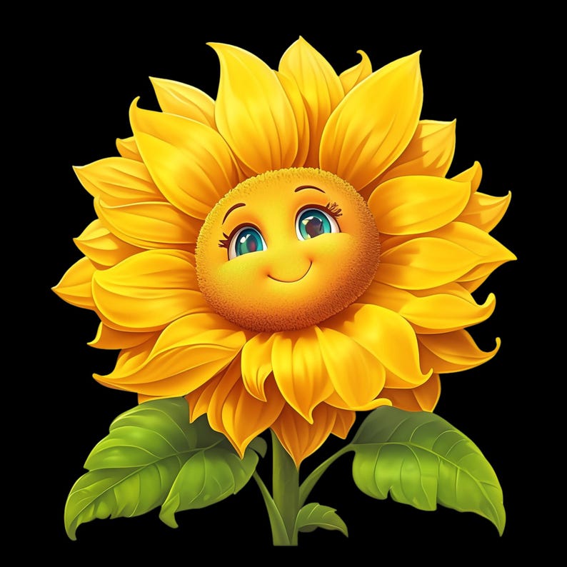 Sunflower Smiley Face Clipart Bundle | Cheerful Flower Art (digital ...