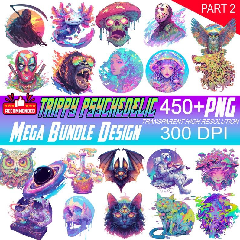 Psychedelic PNG Bundle: Retro Art Graphics (digital Download - Etsy Canada