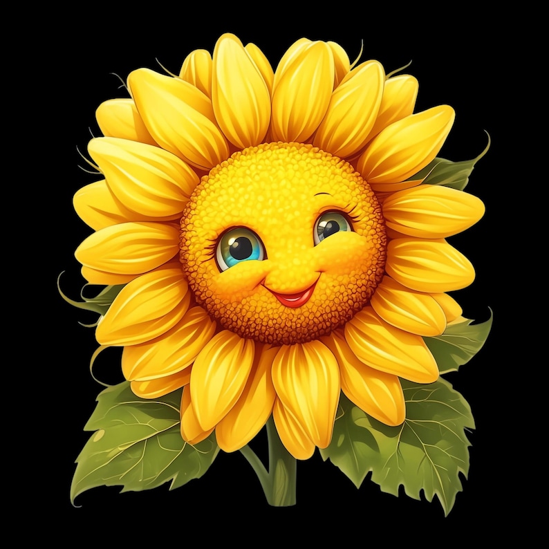Sunflower Smiley Face Clipart Bundle | Cheerful Flower Art (digital ...
