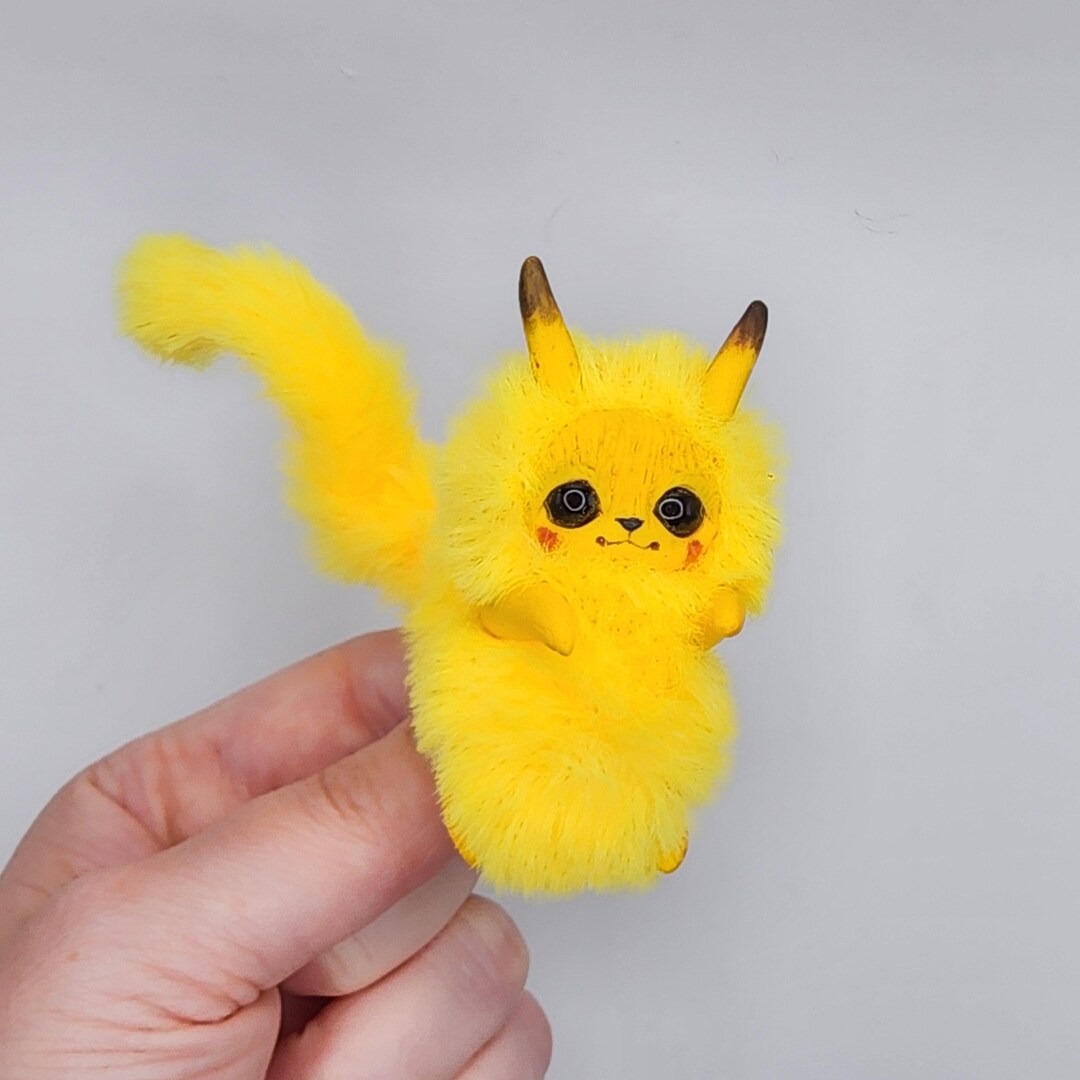 Handmade Fantasy Pikachu Miniature: Polymer Clay & Faux Fur Collectible ...