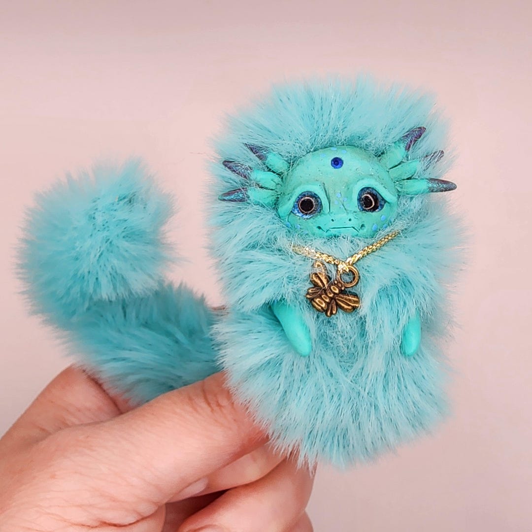Handmade Faux Fur Axolotl Miniature: Polymer Clay Collectible - Etsy