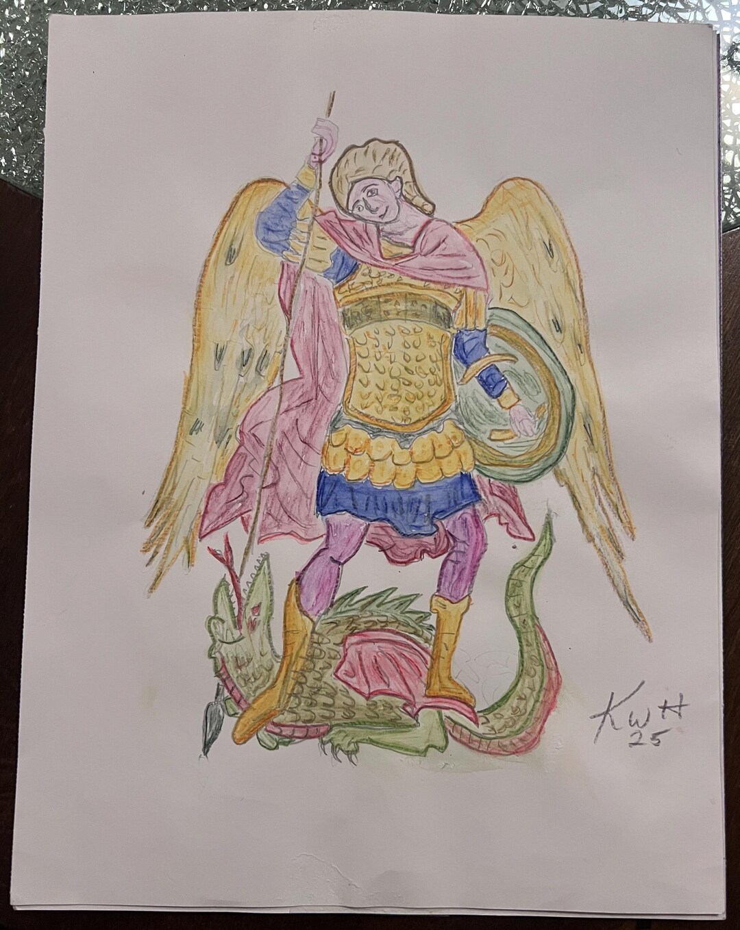 8 1/2 X 11 Watercolor Pencil Drawing of Saint Michael - Etsy