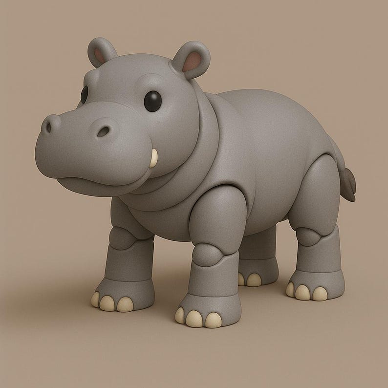 3D Printable Hippo STL File | Single Color Safari Animal Model - Etsy