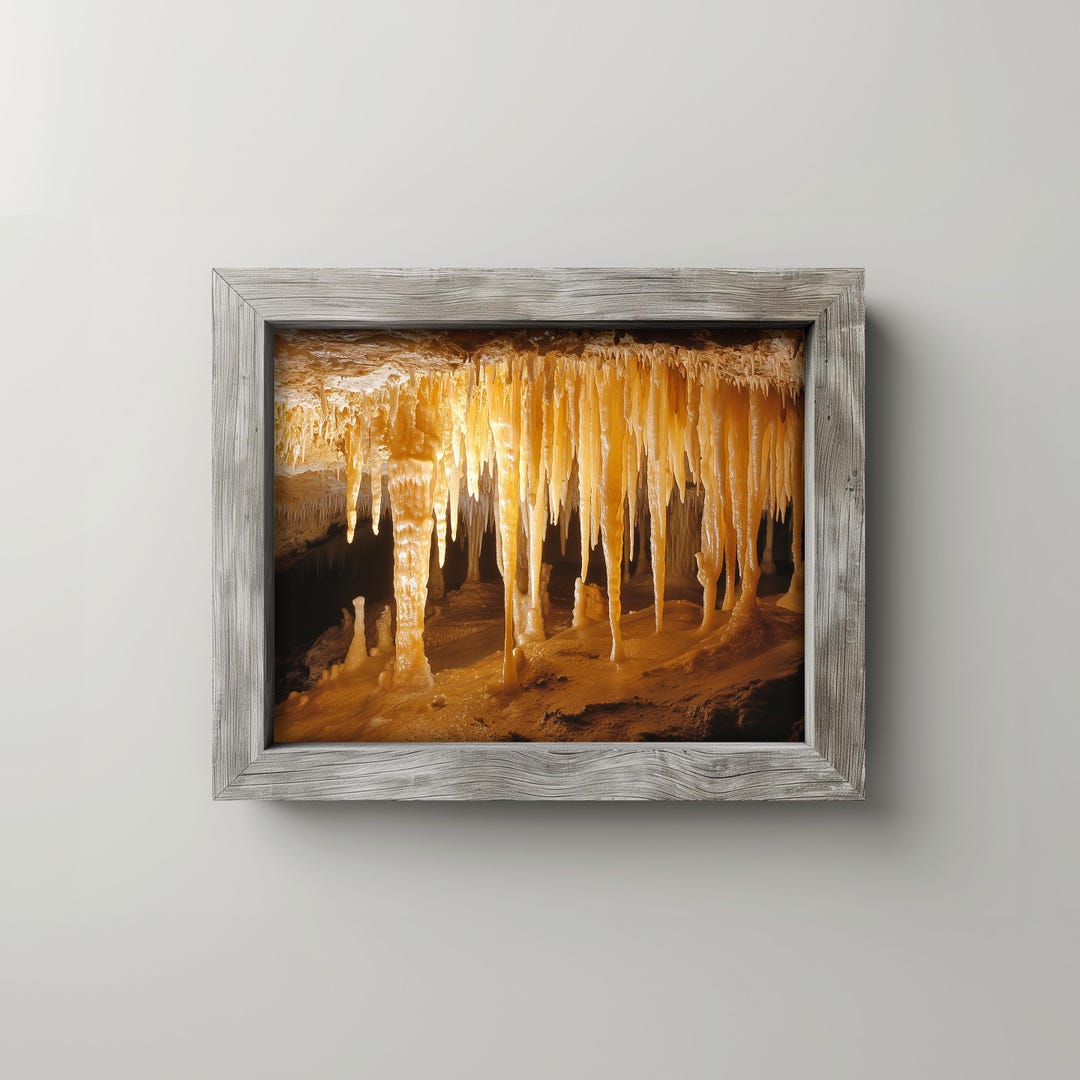 Moody Earthy Cave Formations Wall Art - Dramatic Stalactites ...