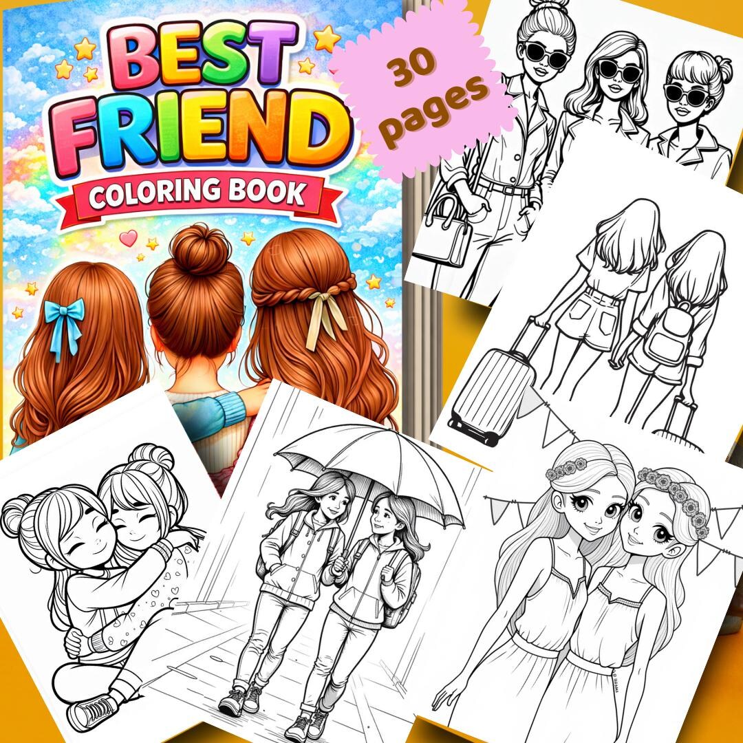 Best Friend Coloring Book for Kids & Teens: Friendship Coloring Pages ...