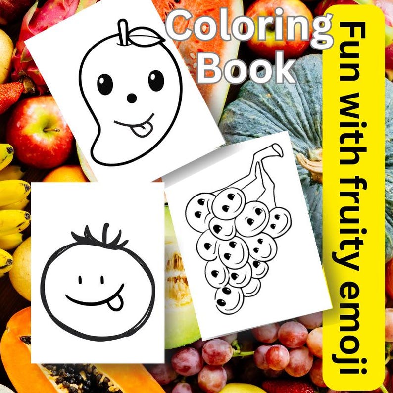 Fruits Coloring Book for Kids: With Emoji Fun Printable Activity Pages ...