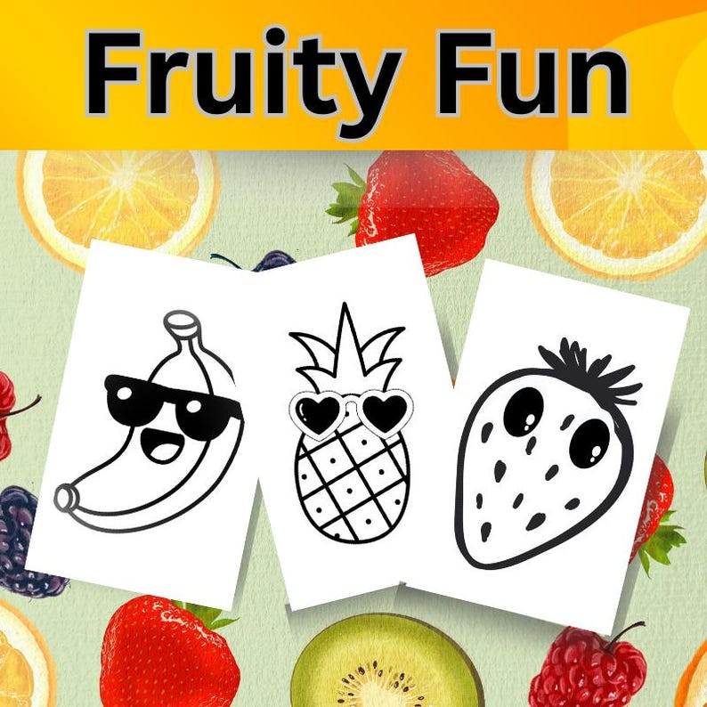 Fruits Coloring Book for Kids: With Emoji Fun Printable Activity Pages ...