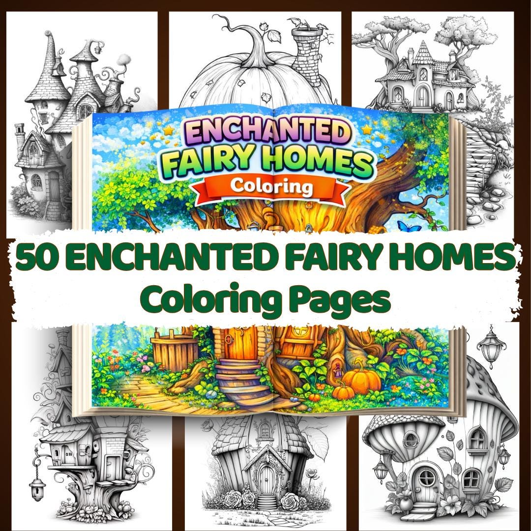 Fairy House Coloring Book: 50 Enchanted Homes, Fantasy Art - Etsy